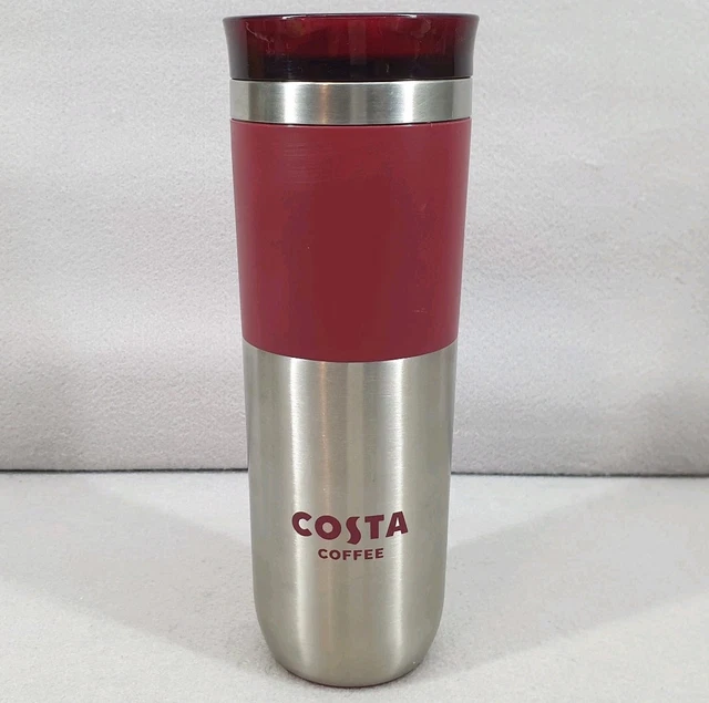 COSTA COFFEE STAINLESS Steel Double Wall Vacuum Travel Flask Red 450ML ...