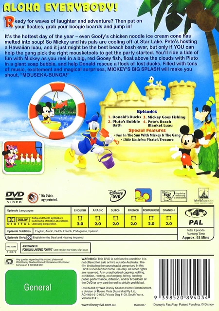 81D A NEW SEALED MICKEY'S BIG SPLASH DVD Region 4 $9.90 - PicClick AU