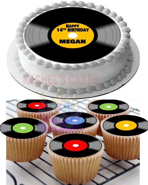 LP VINYL MUSIC Record Personalised Edible Icing Birthday Cake Topper ...