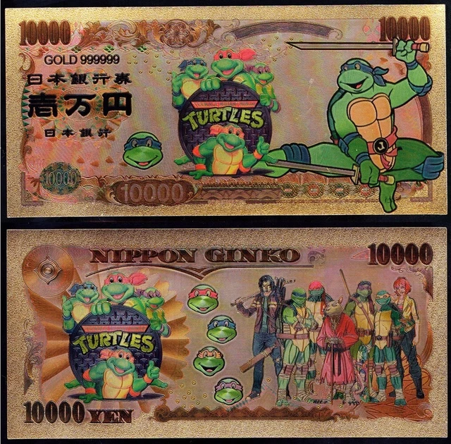TEENAGE MUTANT NINJA Turtles "Leonardo" 10,000 Yen Gold Foil Plastic ...