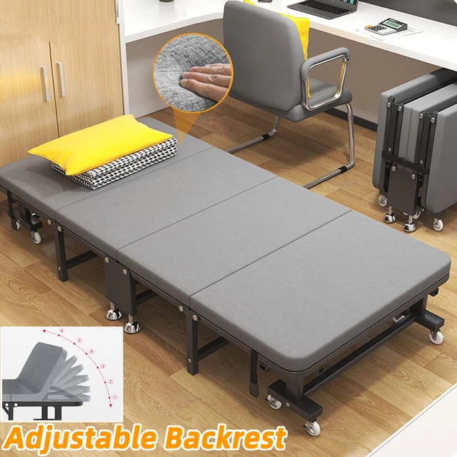 FOLDING SINGLE GUEST Bed Padded Foam Fold Up Metal Framed Sleeper Home ...
