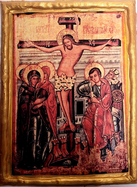CRUCIFIXION OF JESUS Christ Catholic and Eastern Orthodox Byzantine Icon Plaque £179.38 ...