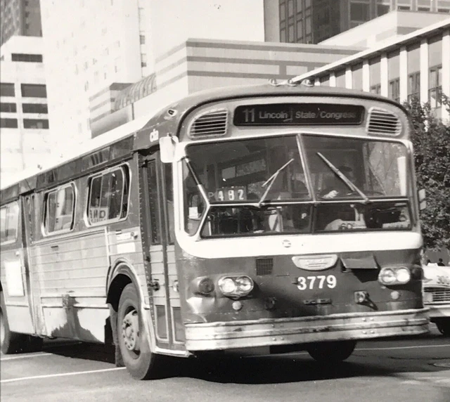 CHICAGO TRANSIT AUTHORITY CTA Bus #3779 Route 11 Lincoln B&W Photo $14. ...