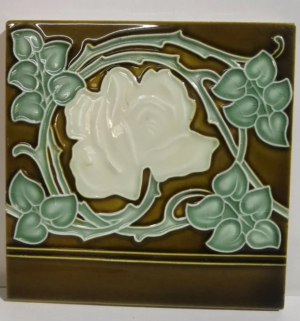 JUGENDSTIL FLIESE HASSELT art nouveau tile tegel Reliefdekor 15,x15,2x1 cm 374 EUR 34,99 ...