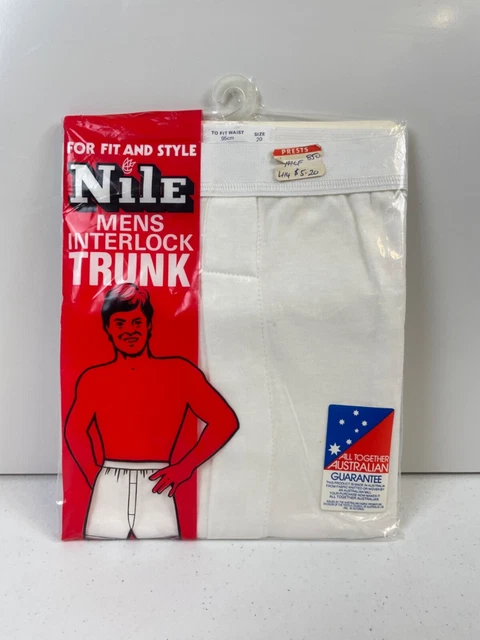 NILE VINTAGE MENS White Size 95cm Interlock Trunk Underwear $33.98 ...