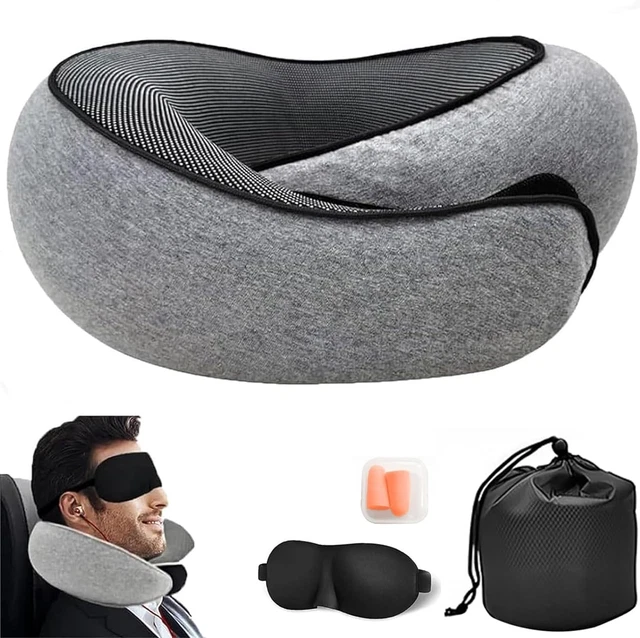 NECK PILLOW TRAVEL Pillows 100% Pure Memory Foam Neck Pillow ...