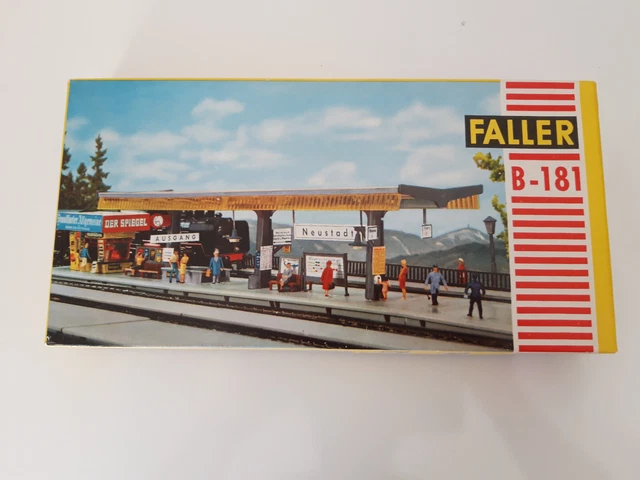 FALLER H0 B-181 Bahnsteig NEU Bahn-Steig überdacht mit Kiosk Orig. 70er AMS HO EUR 45,00 ...