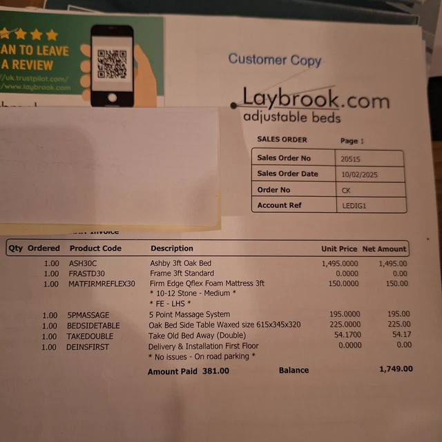 IMMACULATE LAYBROOK ASHBY 3ft Single Adjustable Bed £873.70 - PicClick UK