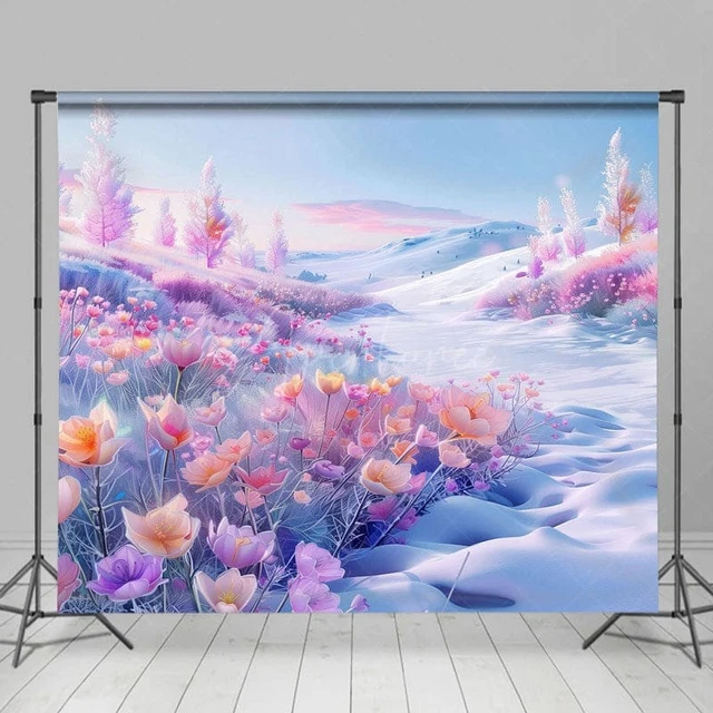 FLORAL SNOW MOUNTAIN Natural Scene Backdrop For Photo $36.09 - PicClick AU