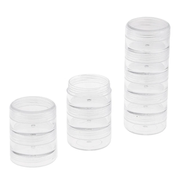 2 SETS CLEAR Screw Top Jar Stacking Containers, Pills, Balm, Craft ...