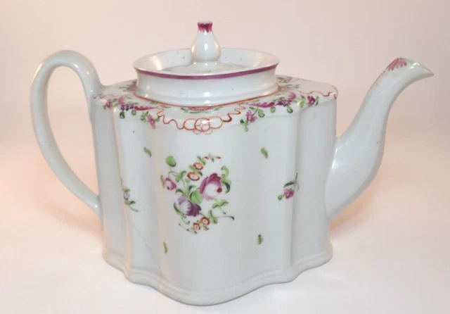 ANTIQUE NEW HALL Commode Lozenge Shape Hand Painted Teapot Pattern N195 ...