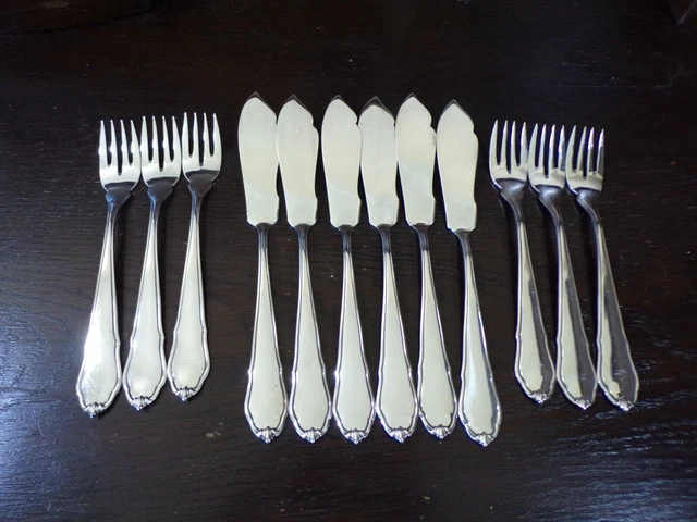 WELLNER FISCHBESTECK DEKOR 555 Eroica für 6 Personen 12 Teile in Silber ...