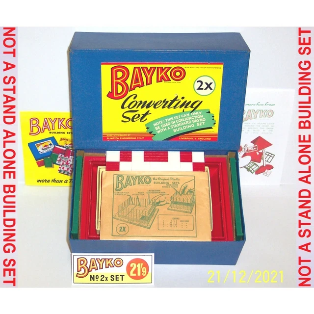 A RESTORED VINTAGE c.1956 BAYKO BUILDING CONVERTING SET 2X VGC, IN ...