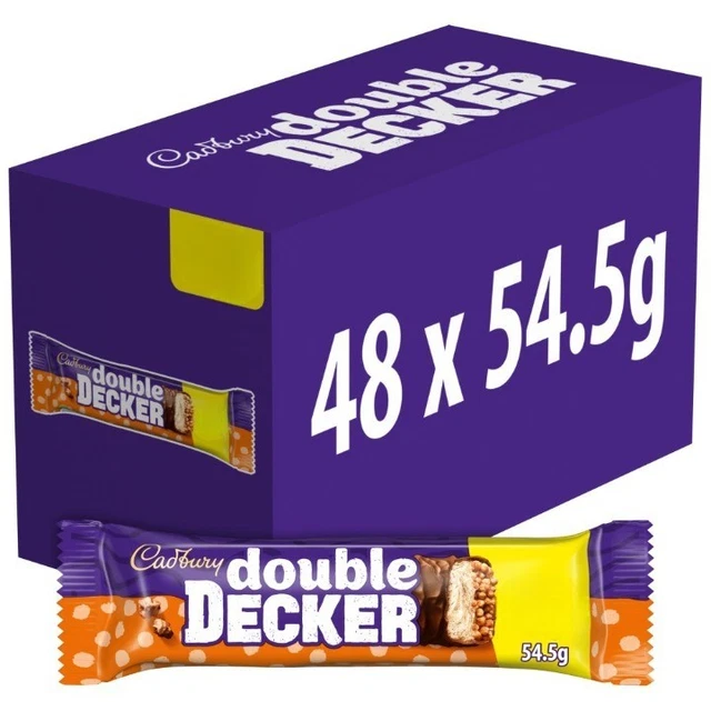CADBURY DOUBLE DECKER Chocolate Bars 48 x 54.5g Nougat & Chocolate Bulk ...