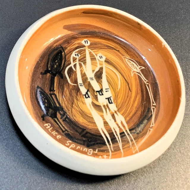 STUDIO ANNA VINTAGE Aust Pottery DISH 9.5cm - Aboriginal Art Motif ...
