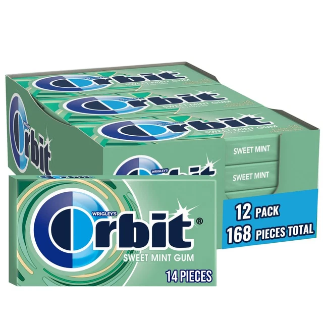 ORBIT SWEET MINT Sugar Free Chewing Gum Bulk, 12 Packs, 14 Pieces Each ...