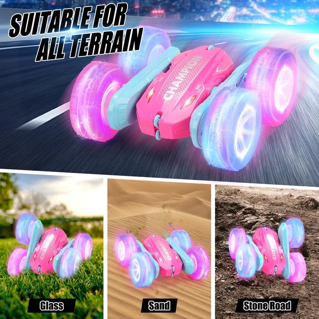 4WD REMOTE CONTROL Stunt Car with LED Lights, 2.4Ghz Double Sided 360 ...