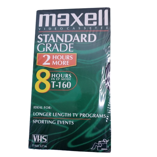 MAXELL VIDEO CASSETTE VHS Standard Grade Blank Tape T-160 8 Hours New ...