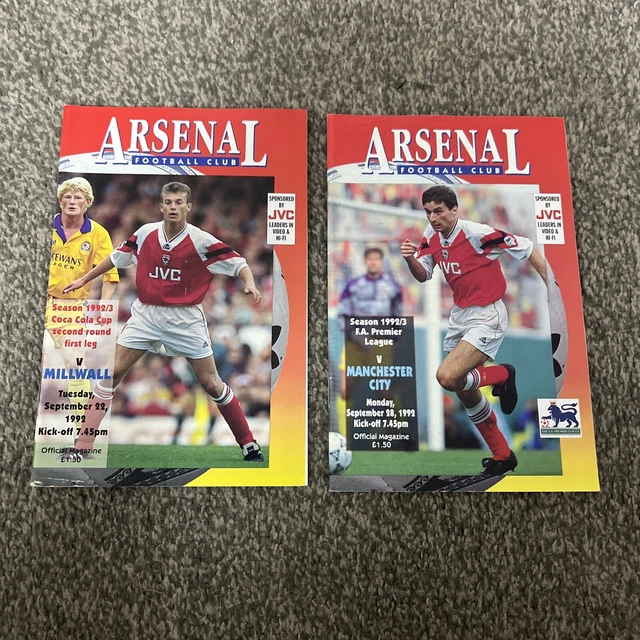 ARSENAL FOOTBALL CLUB Programmes 1992 -1993 Season £10.00 - PicClick UK
