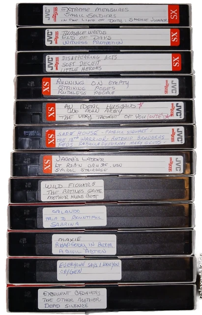 ×12 VHS TAPES Pre-Recorded JVC Used 80's-2000's TV Movies SHOWS sold as ...