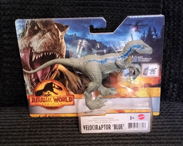 JURASSIC WORLD DOMINION Ferocious Pack Velociraptor Blue 4" Toy ...