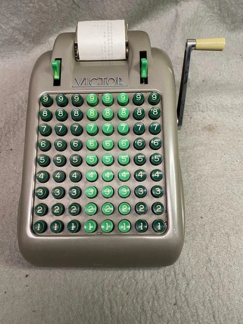 VINTAGE VICTOR HAND Crank Adding Machine 8 Keys 9 Rows £15.72 - PicClick UK