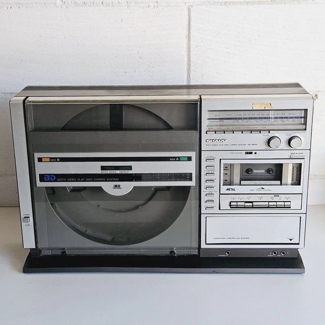 SHARP VZ3000E MUSIC System Vertical Turntable Dual Side Cassette Tuner ...