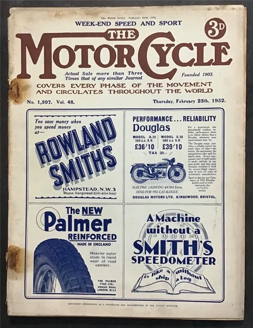 THE MOTOR CYCLE Magazine 25 FEB 1932 EXCELSIOR-VILLIERS 148cc SUNBEAM ...