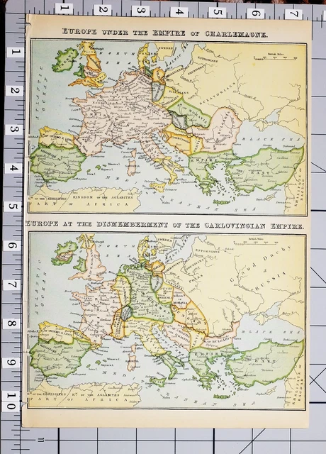 1886 MAP EUROPE Sous L'empire De Charlemagne & Démembrement Des ...