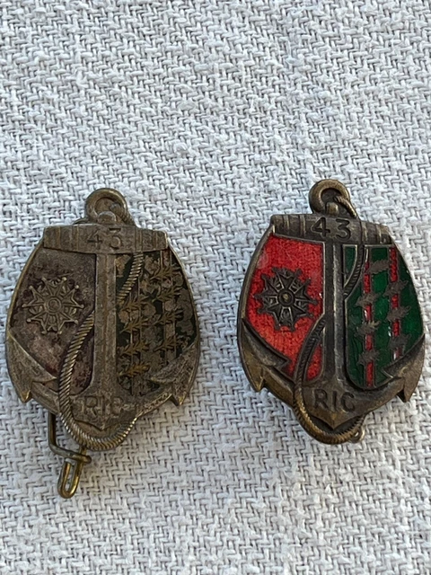 INSIGNE 43° RIC Régiment Infanterie Coloniale 2 modèles 8 et 7 Palmes EUR 50,00 - PicClick FR