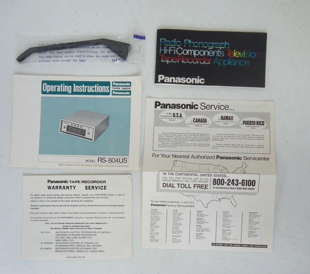 VINTAGE 70’S PANASONIC Product Catalog Tape Deck Instruction Manual £3. ...