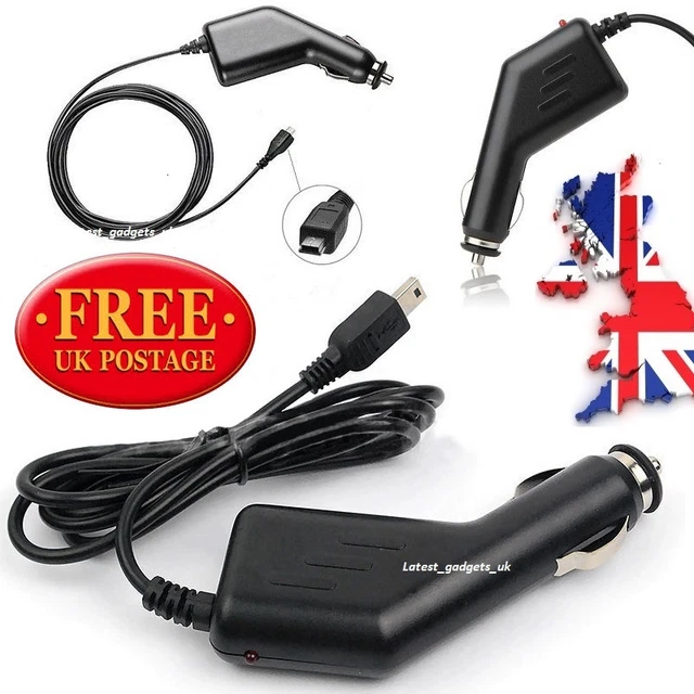 IN CAR CHARGER Cable 5pin SAT NAV GPS TOMTOM START 2 UK ROI/ROUTE 66/V1 ...