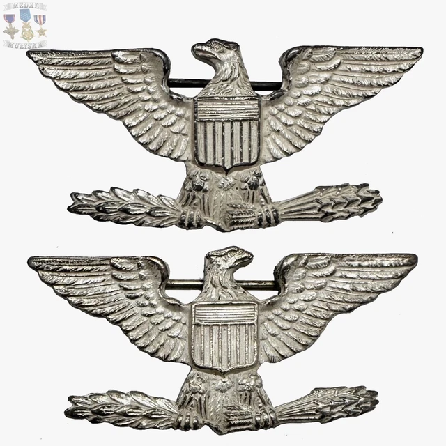 WWII US ARMY Usmc Colonel Insignia War 🦅 Eagle Sterling 1-1/2" Size Ww2 ...