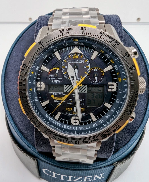 CITIZEN PROMASTER SKYHAWK Super Titanium Blue Angels World Time Watch ...