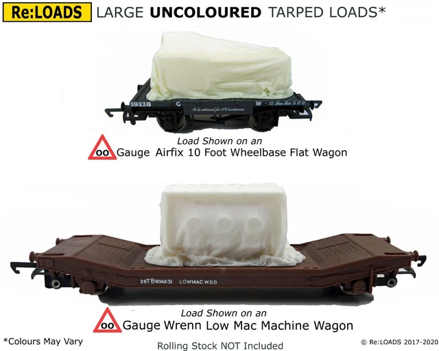 LARGE UNCOLOURED TARPED Covered Sheeted Model Road Rail Loads HO, OO ...