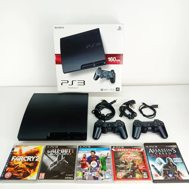 BOXED PS3 PLAYSTATION 3 Slim 160gb Console + 2 Dualshock Controller+ 5 Games VGC £119.99 ...