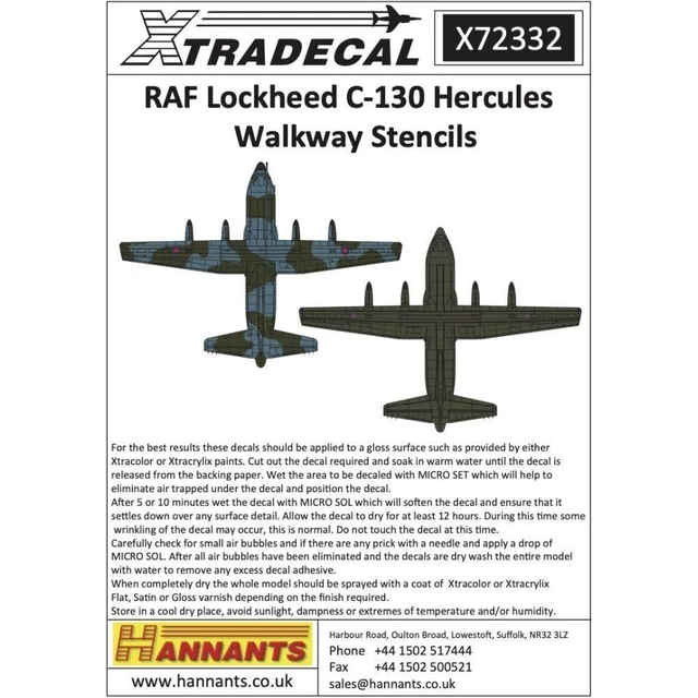 XTRADECAL X72332 RAF Lockheed C-130 Hercules Walkway Stencils 1/72 £6. ...