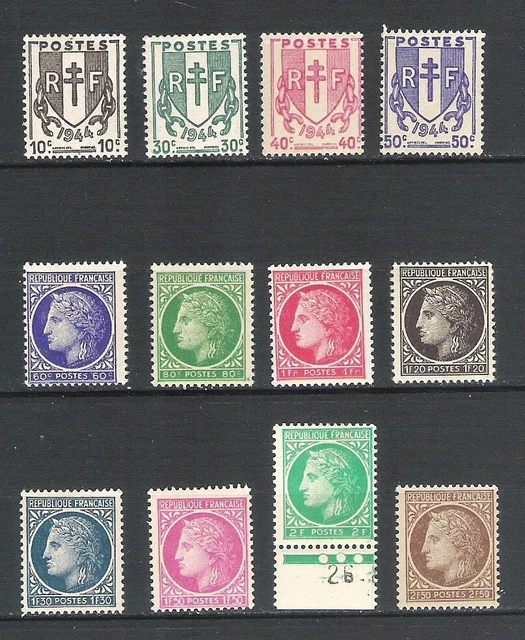 SÉRIE COMPLÈTE DE timbres IVe République l'an 1945-1947 Typographie ...