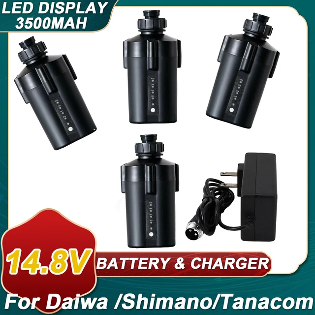 3500MAH FOR DAIWA Electric Fishing Reel 4XBattery+Charger Tanacom 1000 ...