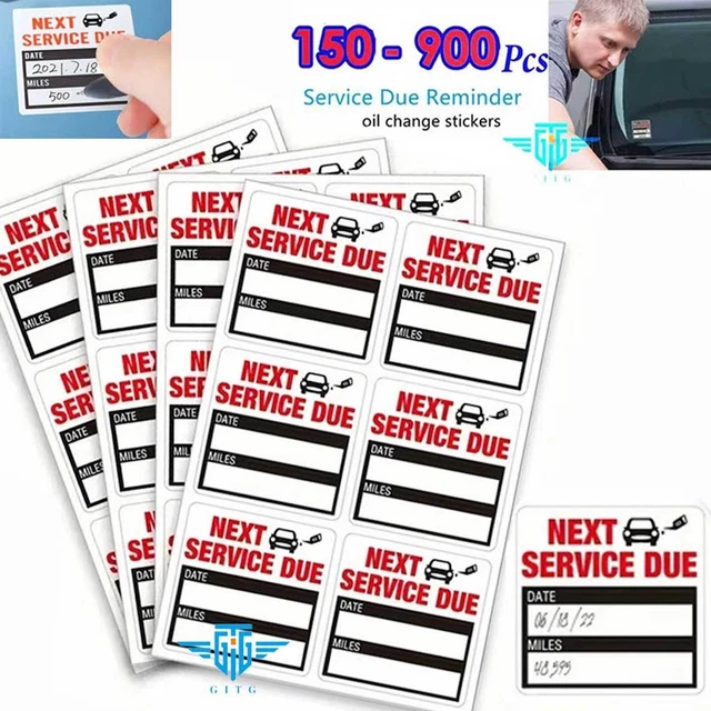 OIL CHANGE SERVICE Reminder Stickers Window Lite Stock 150 Labels Roll ...