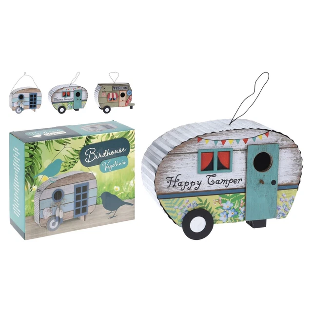 WOODEN CARAVAN BIRD Box Garden Wood Hanging Nesting House - Assorted ...
