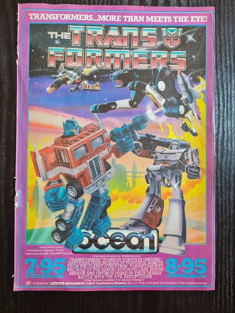TRANSFORMERS RARE OCEAN Zx Spectrum 1980S Game Advert 8.2X11.7" Poster ...
