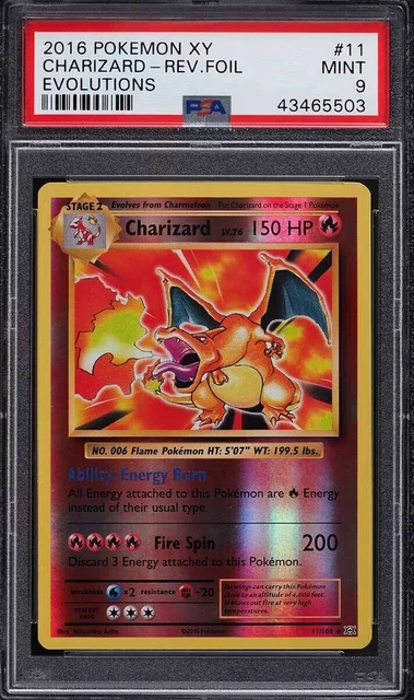 2016 POKEMON CARD - XY Evolutions Holo Charizard 11/108 PSA 9 MINT $160 ...