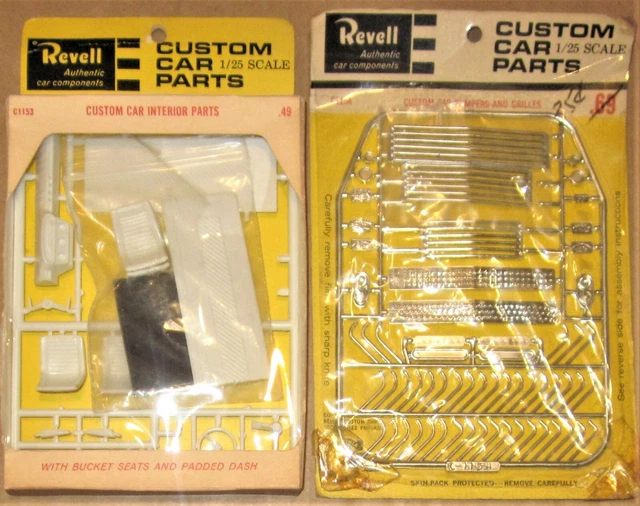 2 COMPLETE REVELL ‘60s BUMPERS GRILLES INTERIOR MODEL CAR KIT CUSTOM ...