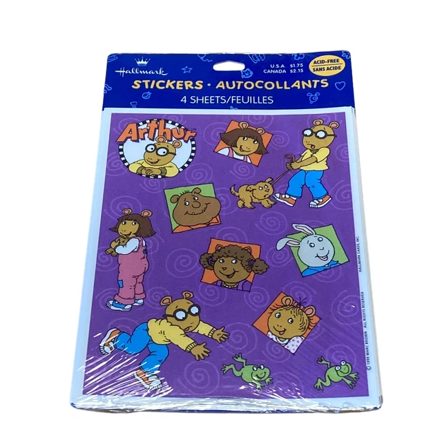 NEW ARTHUR PBS Kids Sticker Pack 4 Sheets Vintage Hallmark Marc Brown ...