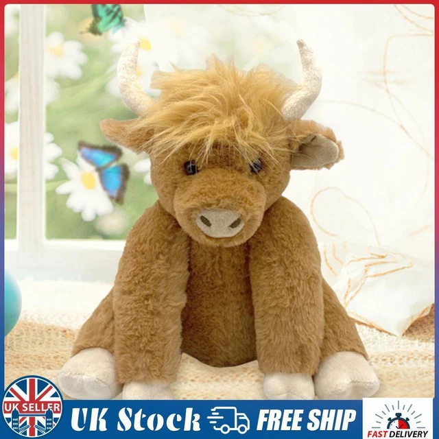 25CM HIGHLAND COW Stuffed Animal Makes Sounds Joints Can Move Soft Toy ...
