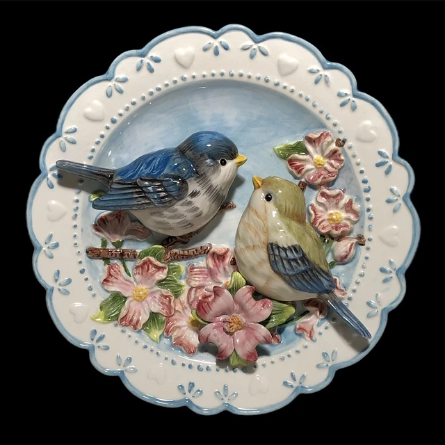 VINTAGE GANZ WESTERN Bluebird Blossom Floral Relief 8 Inch Wall Plaque ...