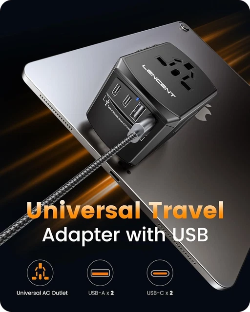 UNIVERSAL TRAVEL ADAPTER, International Charger Type-C PD Fast Charging ...