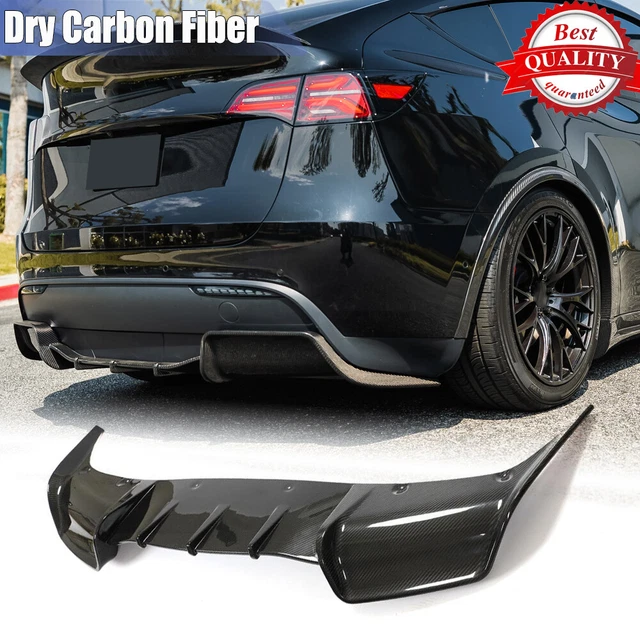 FOR TESLA MODEL Y 2019-2024 Dry Carbon Fiber Rear Bumper Diffuser Lip ...