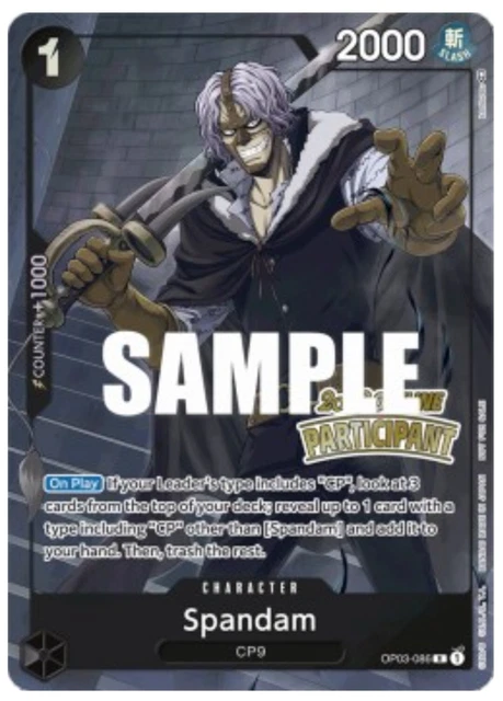 ONE PIECE TCG - Spandam - OP03-086 - 2023 Participant Régional Vol 2 - Neuf dans sa boîte EUR 49 ...